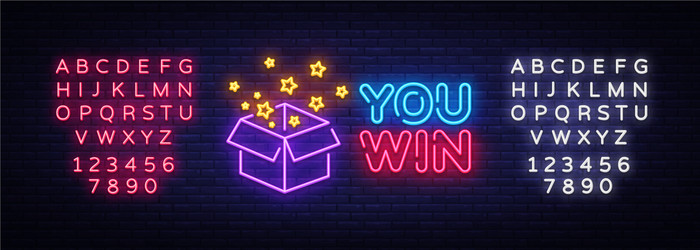 You win neon sign design template Royalty Free Vector Image