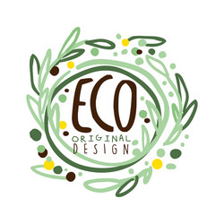 Eco natural label logo graphic template original Vector Image