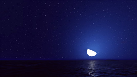 Night sky with ocean moon stars background Vector Image