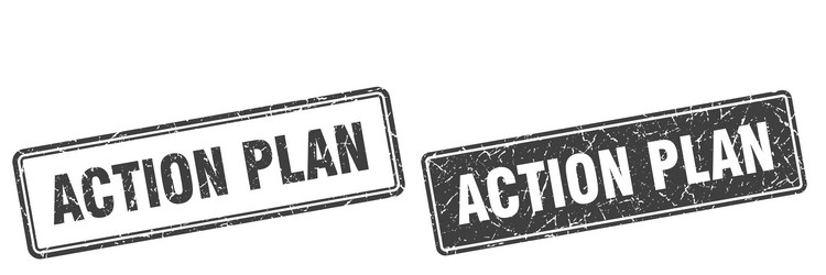 Action plan stamp rectangular Royalty Free Vector Image