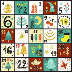Advent stamps calendar Royalty Free Vector Image