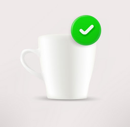 Coffee icon with checkmark 3d Royalty Free Vector Image