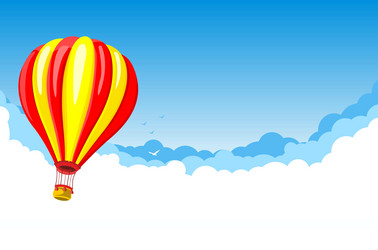 Hot air balloon in blue sky Royalty Free Vector Image