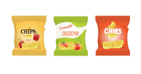 Snack set candy and chips drink packet package Vector Image
