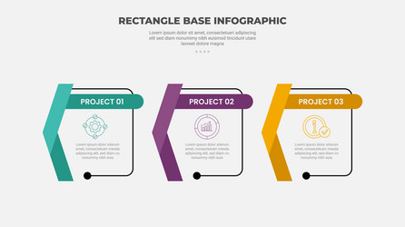 Rectangle shape infographic outline style with 3 Vector Image
