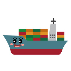 Container ship transportation cartoon character Vector Image