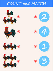 Count and match hen cartoon Royalty Free Vector Image