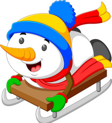 A big snowman is dancing and jumping Royalty Free Vector