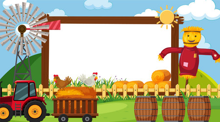 Border template with farm scene in background Vector Image