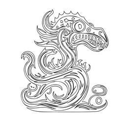 Sea monster outline sketch Royalty Free Vector Image