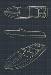 Speedboat isometric blueprints Royalty Free Vector Image