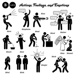 Stick figure human people man action feelings Vector Image