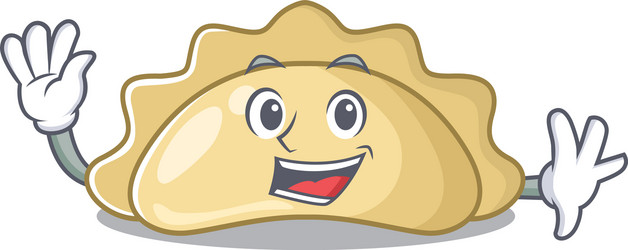 Funny face pierogi cartoon character holding Vector Image