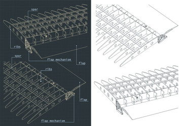 Airplane wings drawings Royalty Free Vector Image