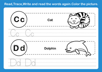Alphabet letter c-cat exercise with cartoon Vector Image