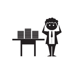 Flat icon in black and white office worker Vector Image