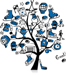 Hockey concept tree sketch for your design Vector Image