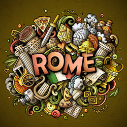 Rome hand drawn cartoon doodles Royalty Free Vector Image