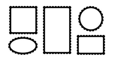 Scallop edge border and frame square circle Vector Image