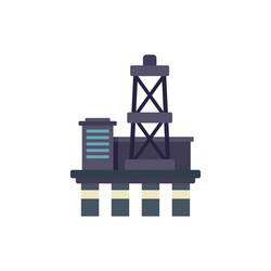 Sea drilling rig icons set flat oil Royalty Free Vector