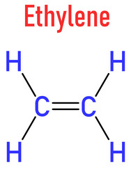 Ethylene or ethene molecule skeletal formula Vector Image