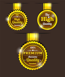 Golden sticker labels Royalty Free Vector Image