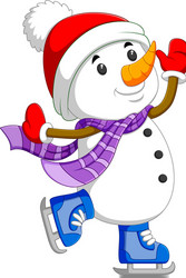 A big snowman is dancing and jumping Royalty Free Vector