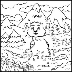 Numbers game dot to for children yeti Royalty Free Vector