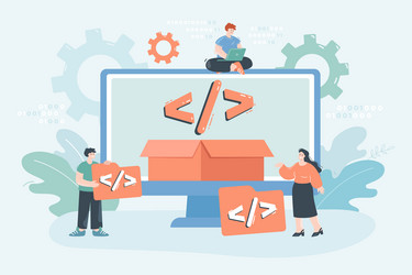 Developer writing code for website Royalty Free Vector Image