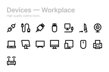 Workplace devices icons Royalty Free Vector Image