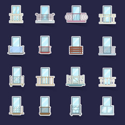 Window design types icons set sticker Royalty Free Vector