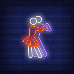 Dancers couple dancing neon sign Royalty Free Vector Image