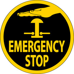 Emergency label stop Royalty Free Vector Image