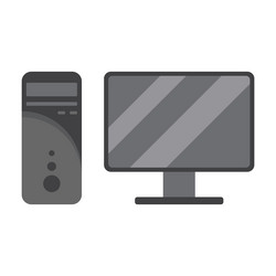 Computer desktop outline on white Royalty Free Vector Image