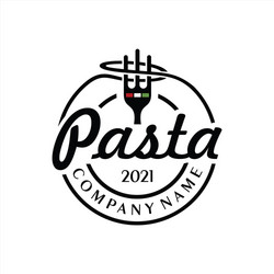 Pasta menu logo round linear spaghetti Royalty Free Vector