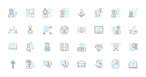 Project strategy linear icons set alignment Vector Image