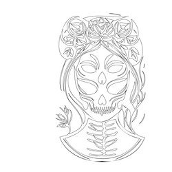 Bone girl outline sketch Royalty Free Vector Image