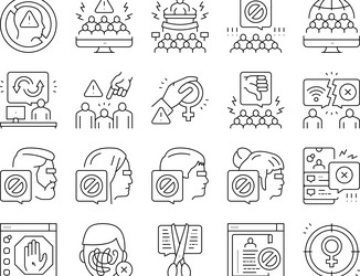 Cancel culture and discrimination icons set Vector Image