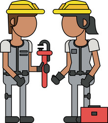 Construction workers with tools cartoons Vector Image