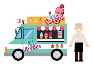 Ice cream stand cart street food Royalty Free Vector Image