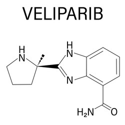 Veliparib molecule skeletal formula Royalty Free Vector