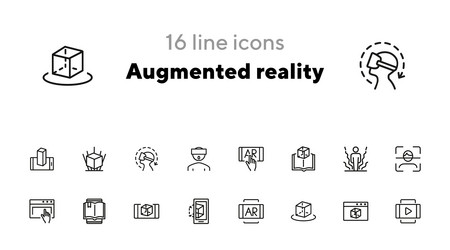 Augment reality line icon set Royalty Free Vector Image