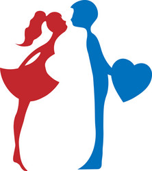 Kissing couple in love Royalty Free Vector Image