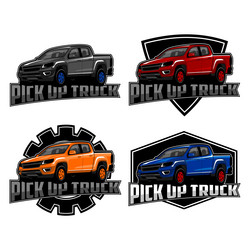 Pick up truck logo design Royalty Free Vector Image