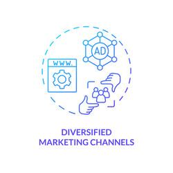 Thin line blue diversified marketing channels Vector Image