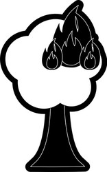 Burning tree cartoon Royalty Free Vector Image