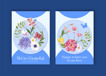 Thank you card template with spring flower Vector Image
