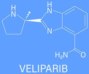 Veliparib molecule skeletal formula Royalty Free Vector