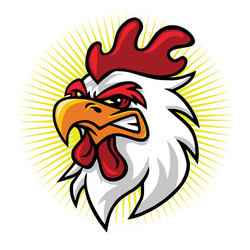 Angry rooster mascot logo premium cartoon Vector Image