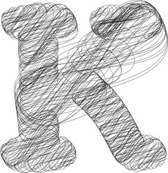 Art sketched fonts uppercase symbols letter k Vector Image
